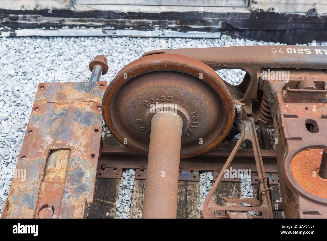 Old rusty train wheel on railroad track Stock Photo - Alamy