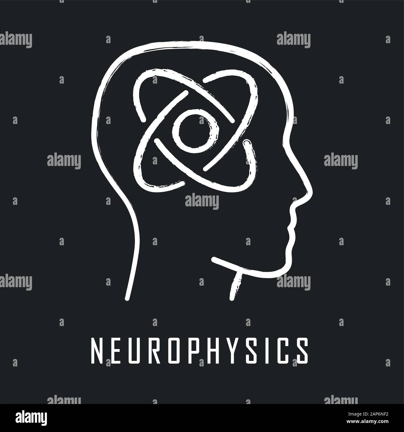 Neurophysics chalk icon. Nervous system, human brain studying ...