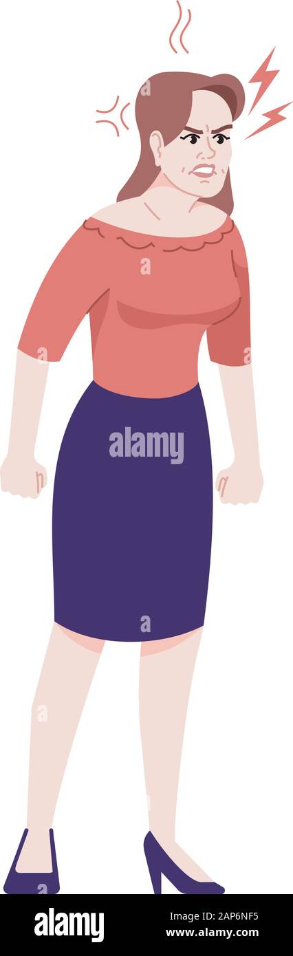 Angry woman flat vector illustration. Frustrated lady. Negative ...