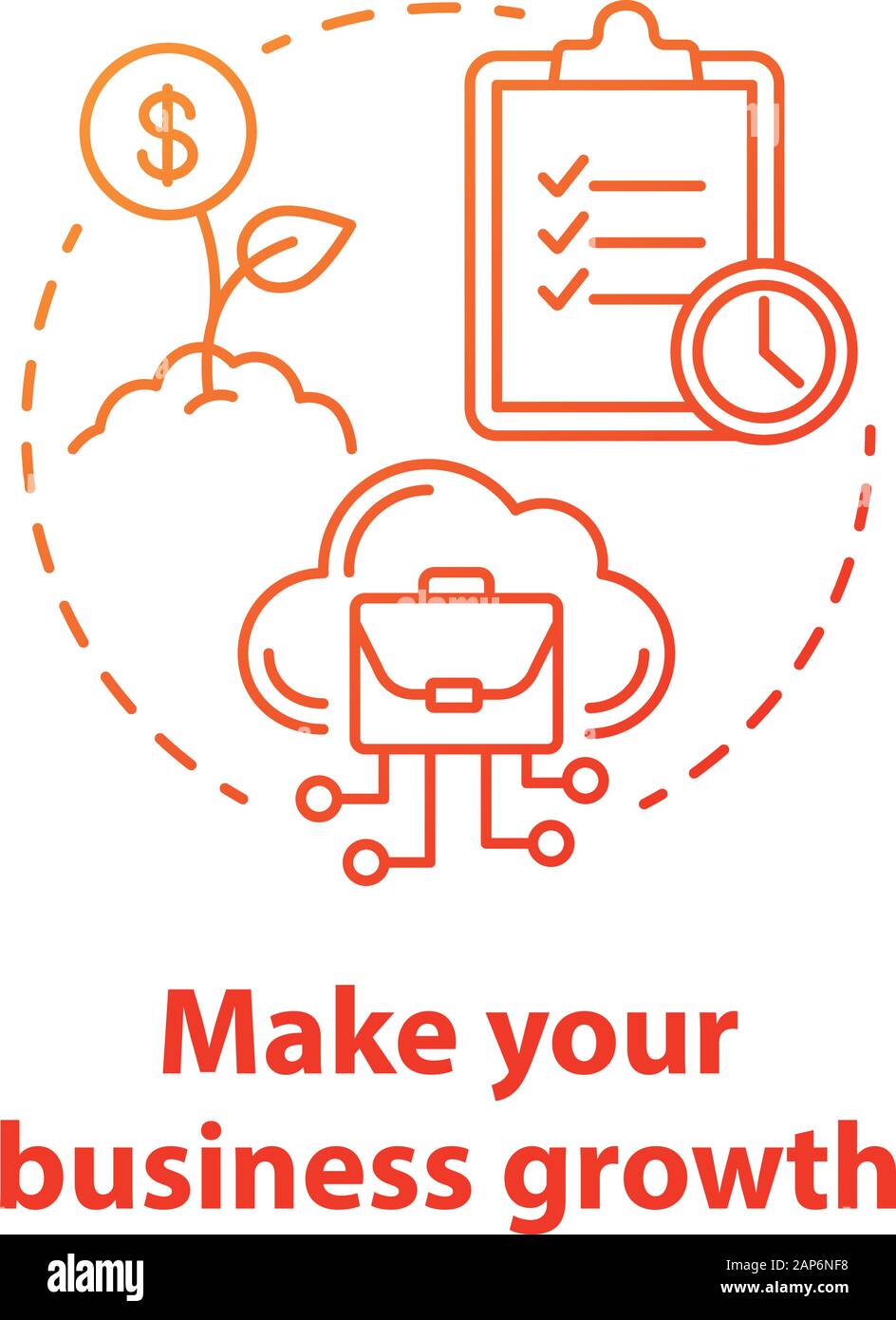 Make your business growth red concept icon. Digital marketing idea thin ...