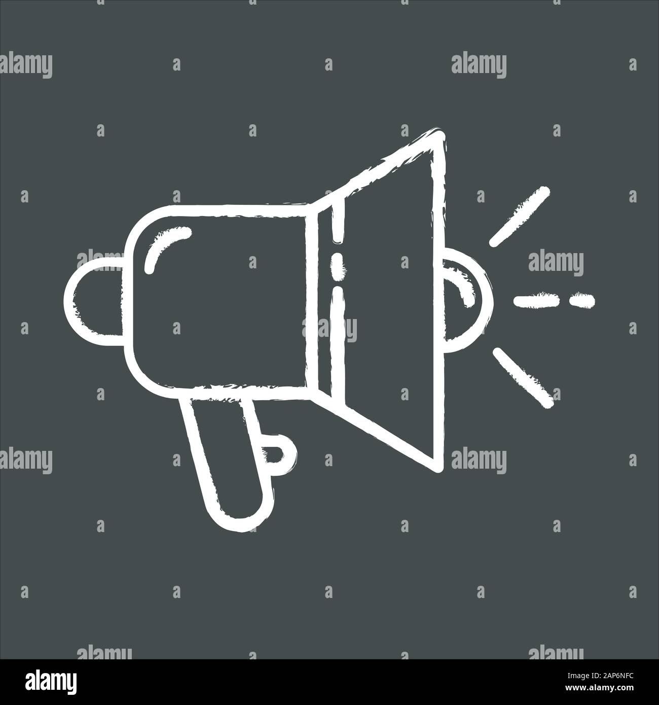 Promotional tools chalk icon. Megaphone. Informing customers ...