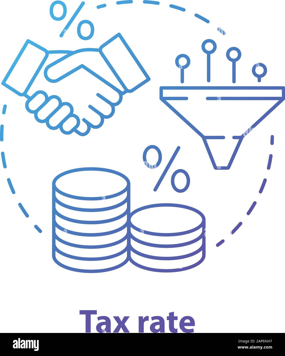 Tax rate blue concept icon. Taxable income calculation idea thin line ...