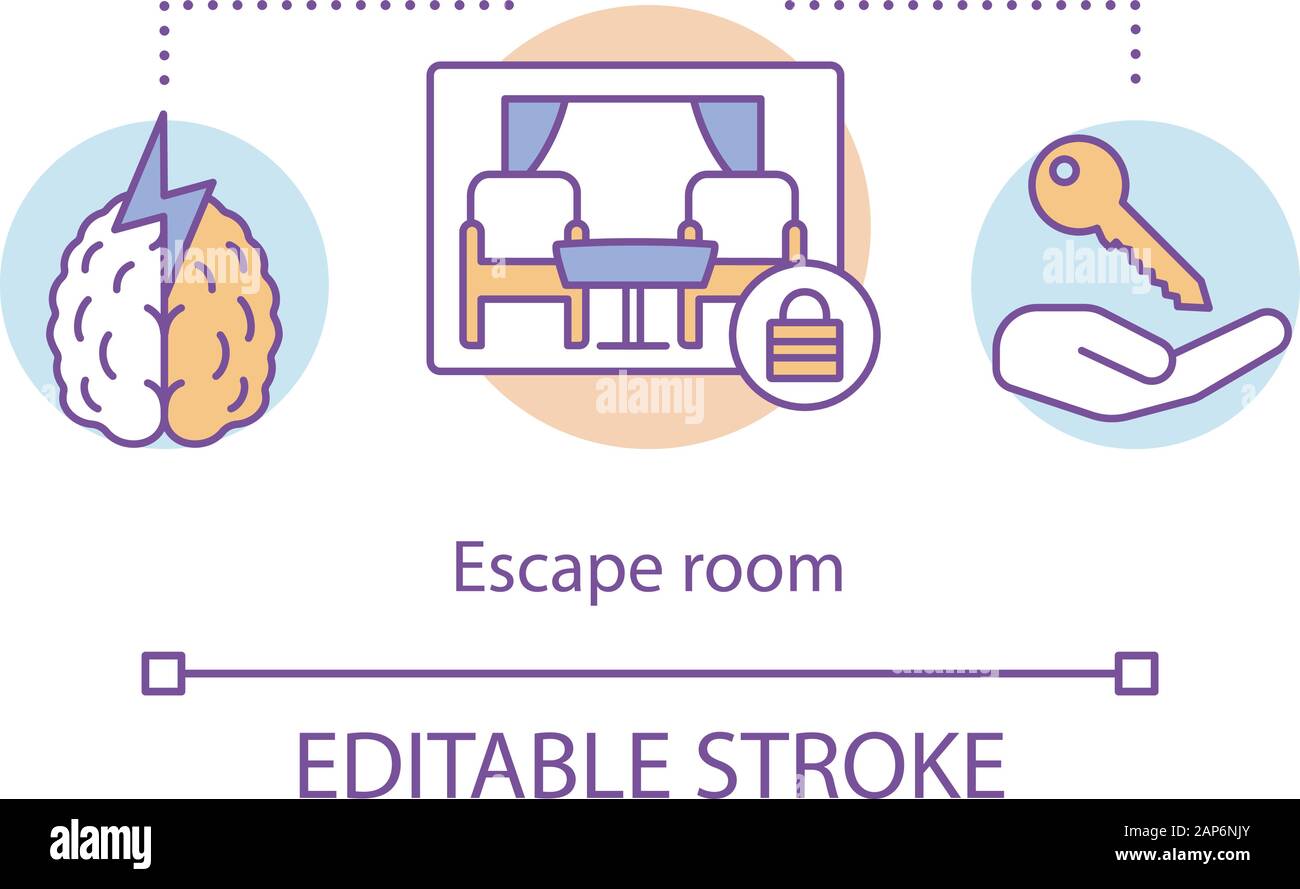 Escape room concept icon. Quest idea thin line illustration. Real life ...