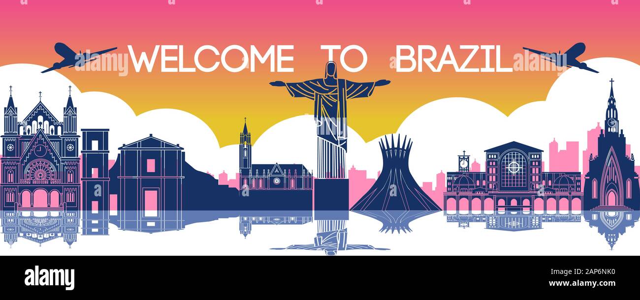 famous landmark of Brazil,travel destination,silhouette design,vector ...