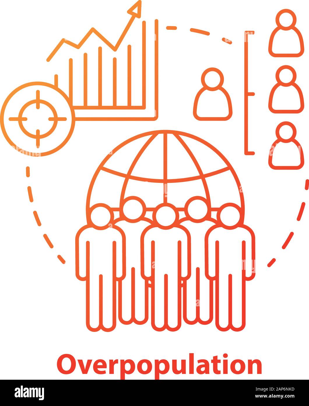Overpopulation concept icon. Planet overcrowding idea thin line ...