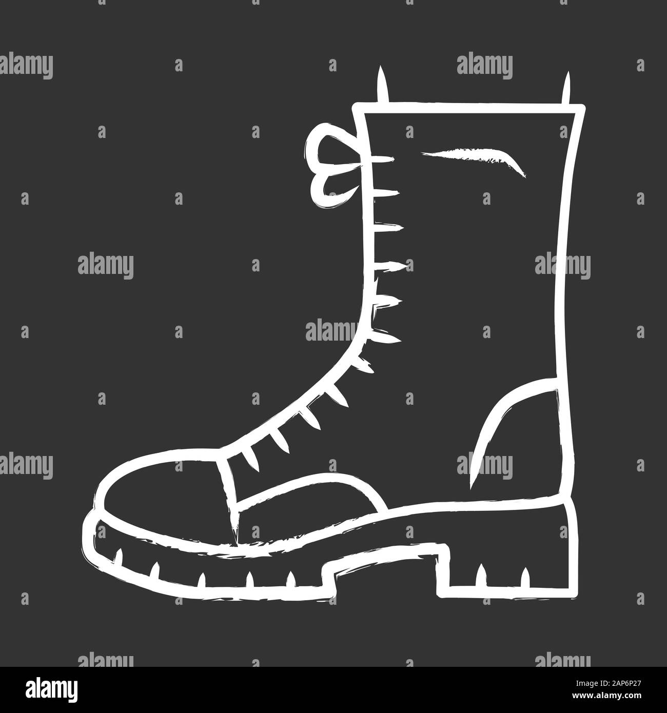 Military boots chalk icon. Women army rough shoes side view. Female ...
