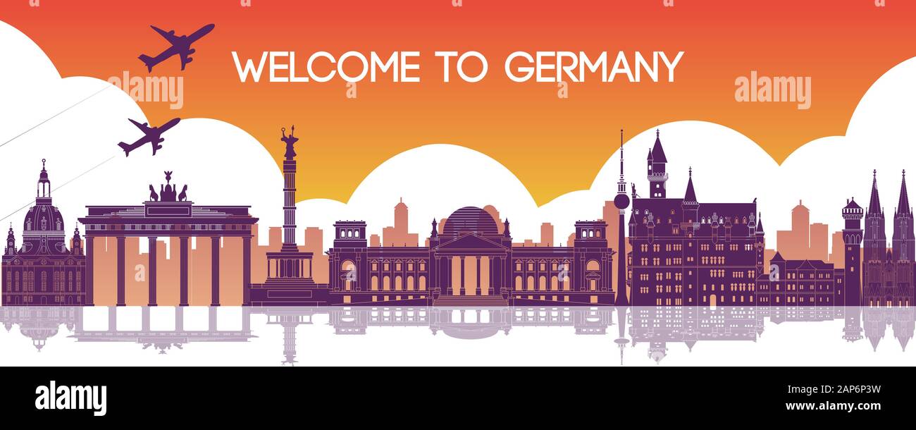 famous landmark of Germany,travel destination,silhouette design,vector ...