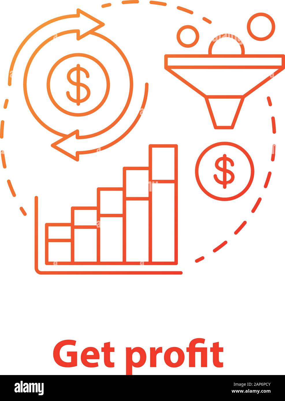 Get profit red concept icon. Increase earnings idea thin line ...