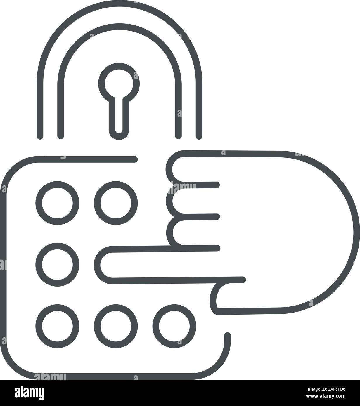 Combination lock linear icon. House security. Password, code, safe ...