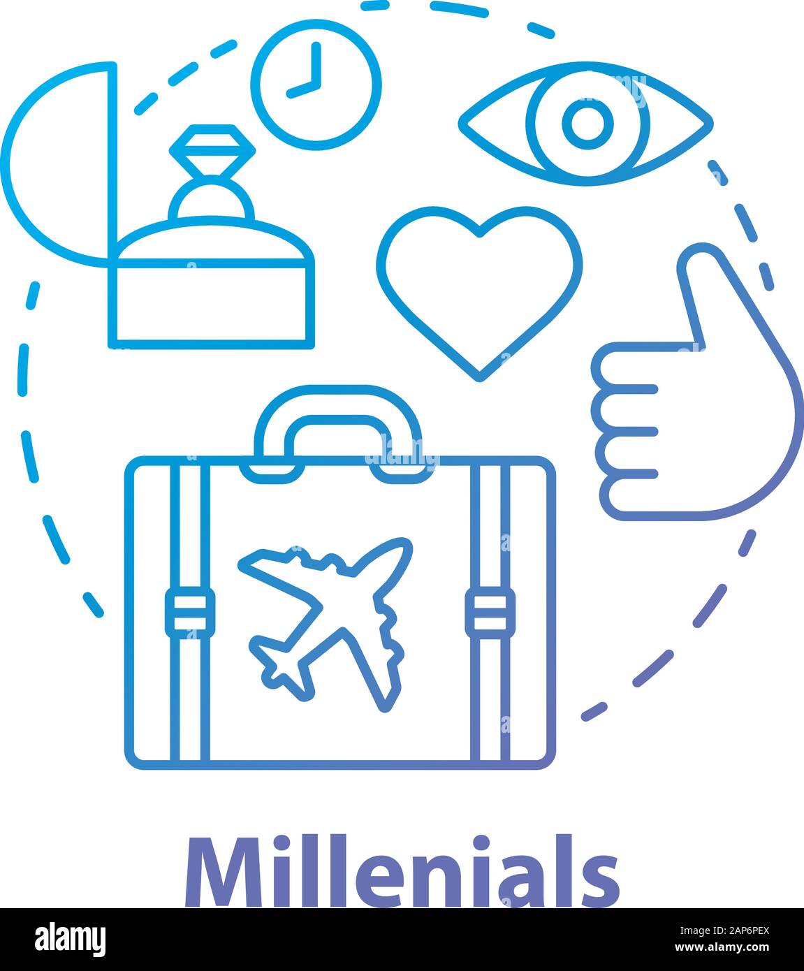 Millennials concept icon. Age group idea thin line illustration ...