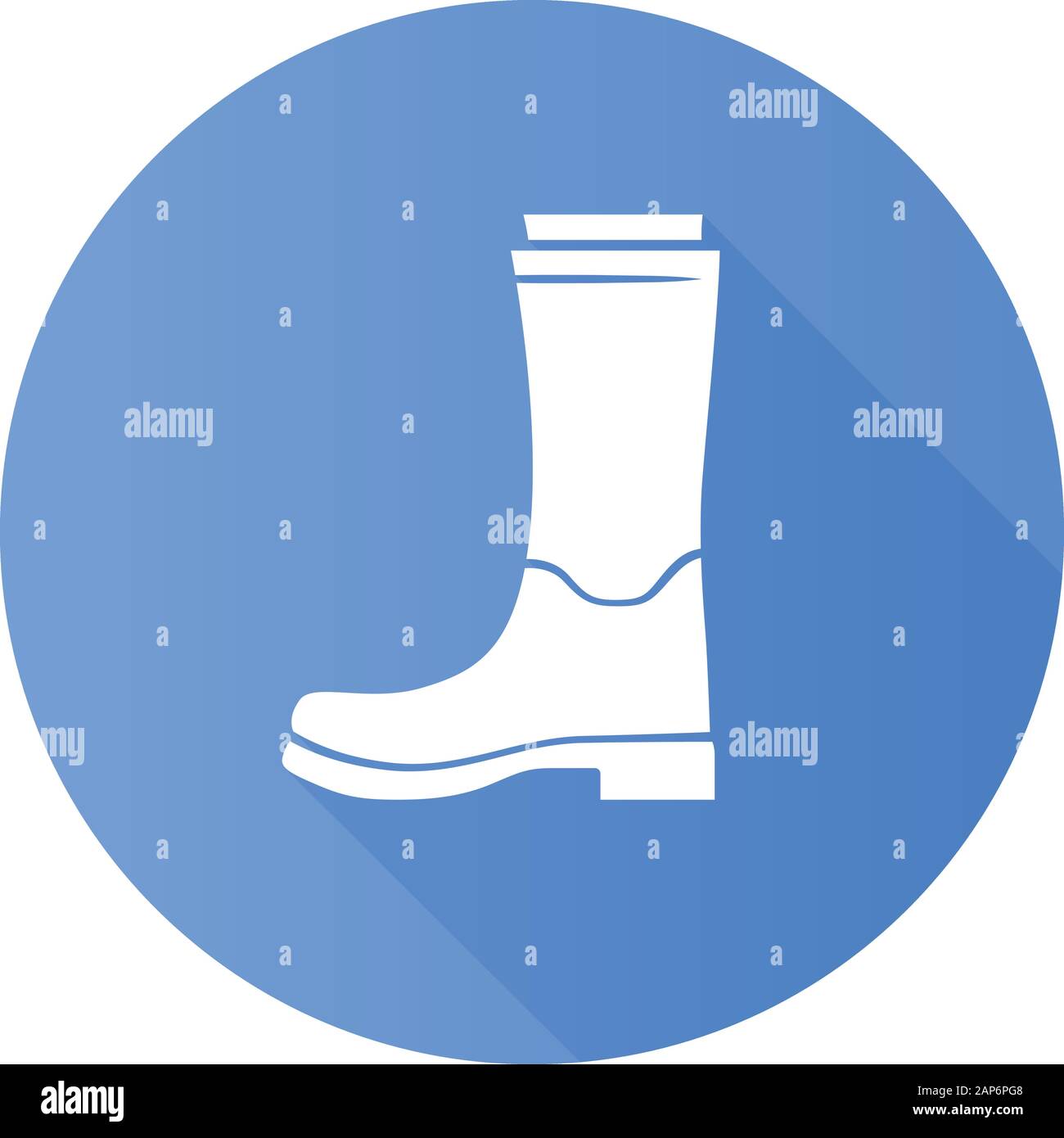 Women wellies blue flat design long shadow glyph icon. Rubber boots for ...