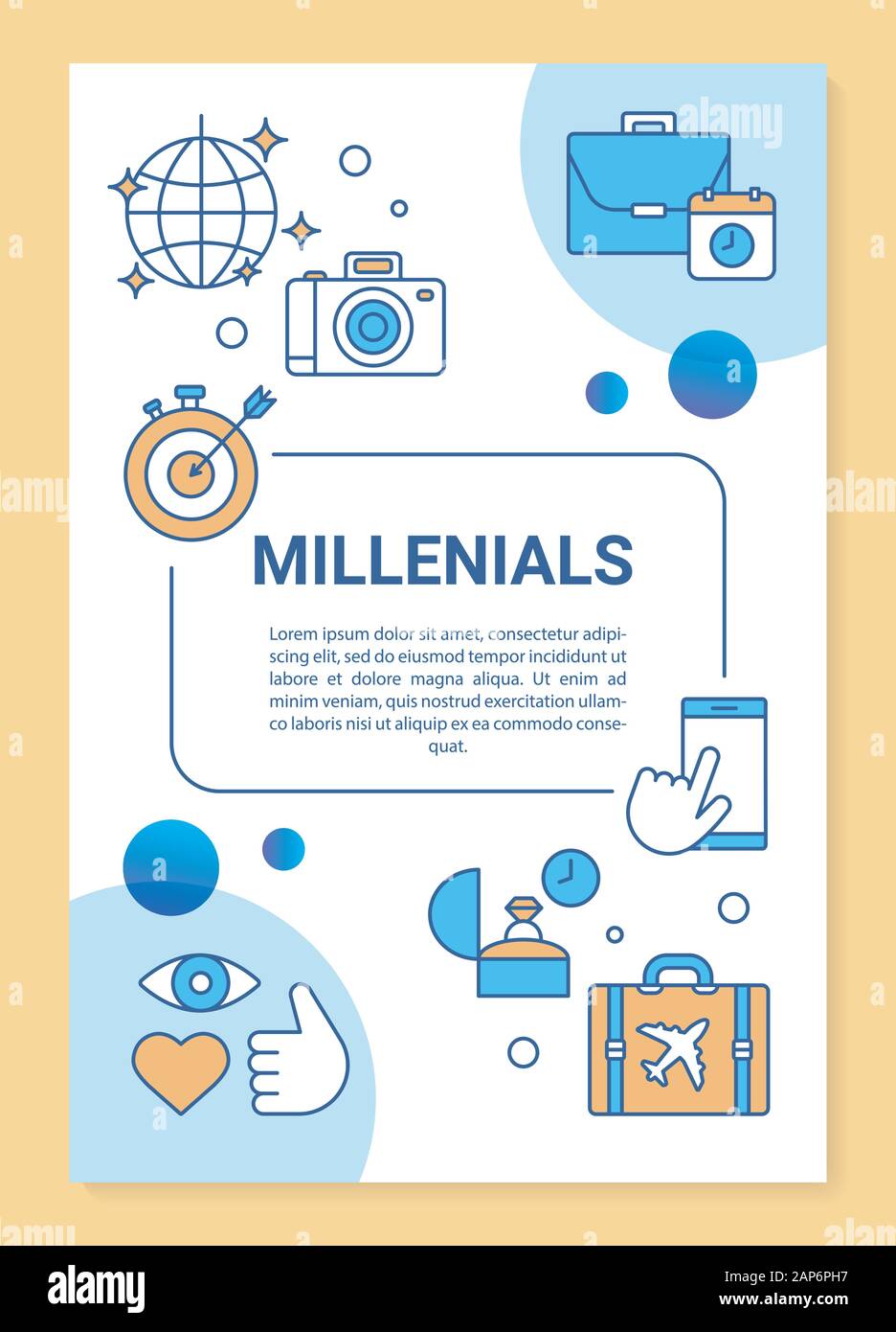 Millennials poster template layout. Retro lifestyle. Banner, booklet ...