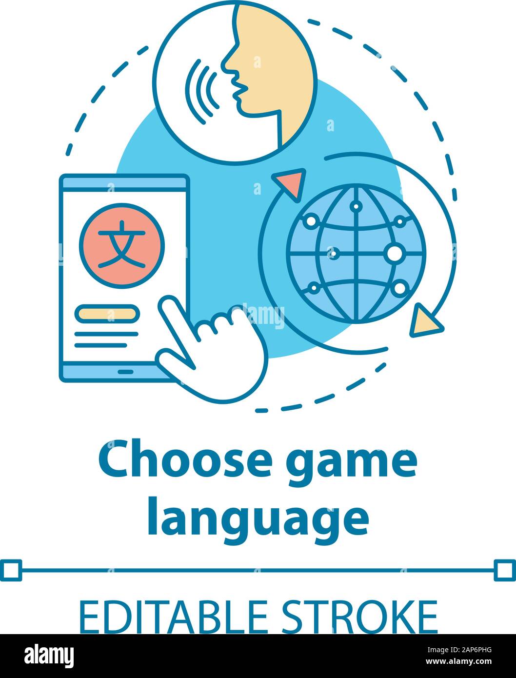 Choose game language concept icon. Select quest translation idea thin ...