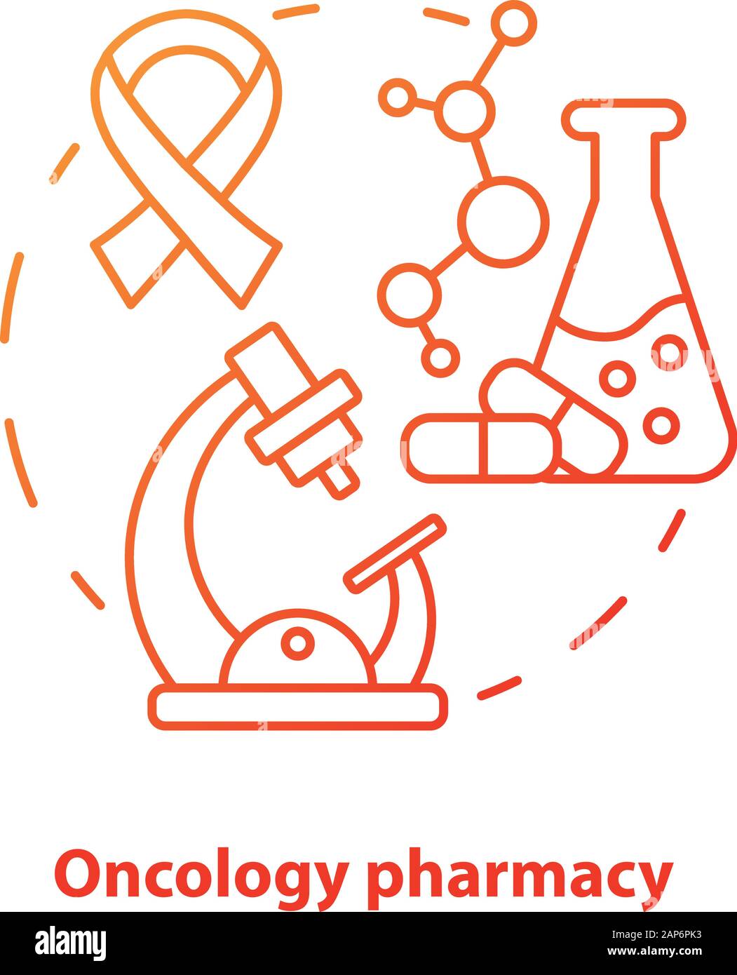 Pharmacy concept icon. Oncology medication research idea thin line ...