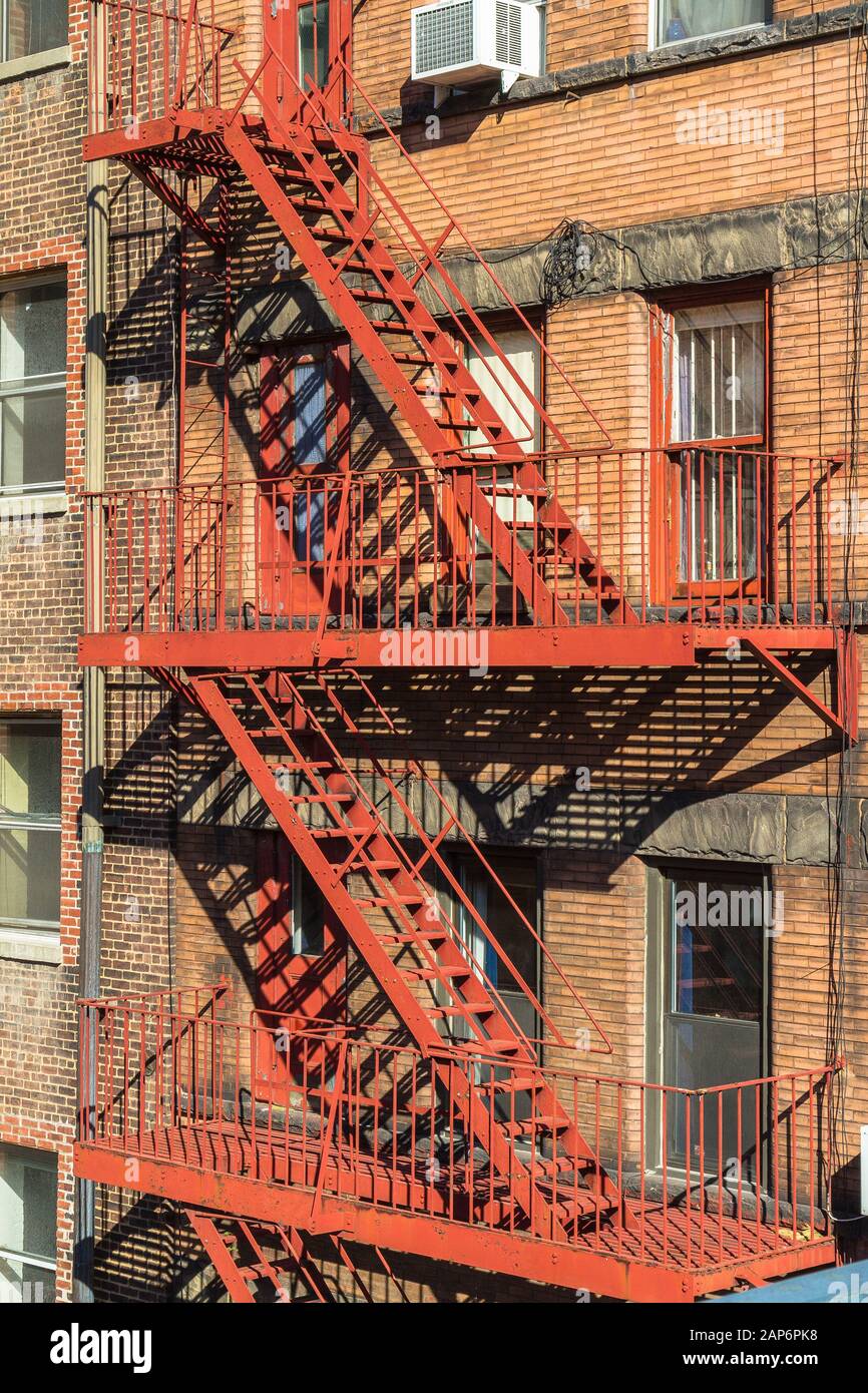 Building fire escape stairs new york city ny hi-res stock photography ...