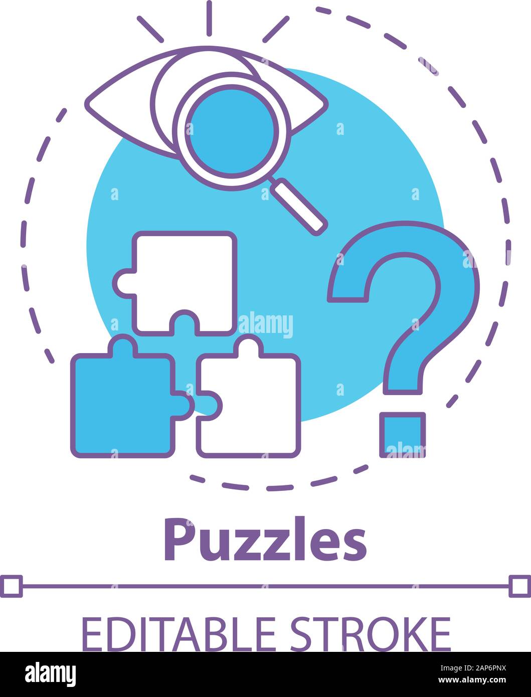 Puzzles concept icon. Quest game idea thin line illustration. Looking ...