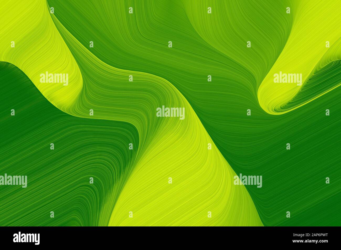 abstract fluid and curves design with forest green, green yellow and ...