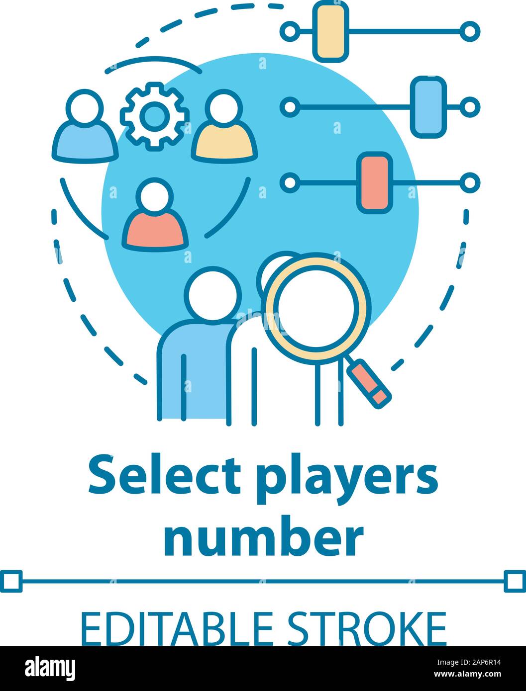 Select players number concept icon. Teamwork idea thin line ...