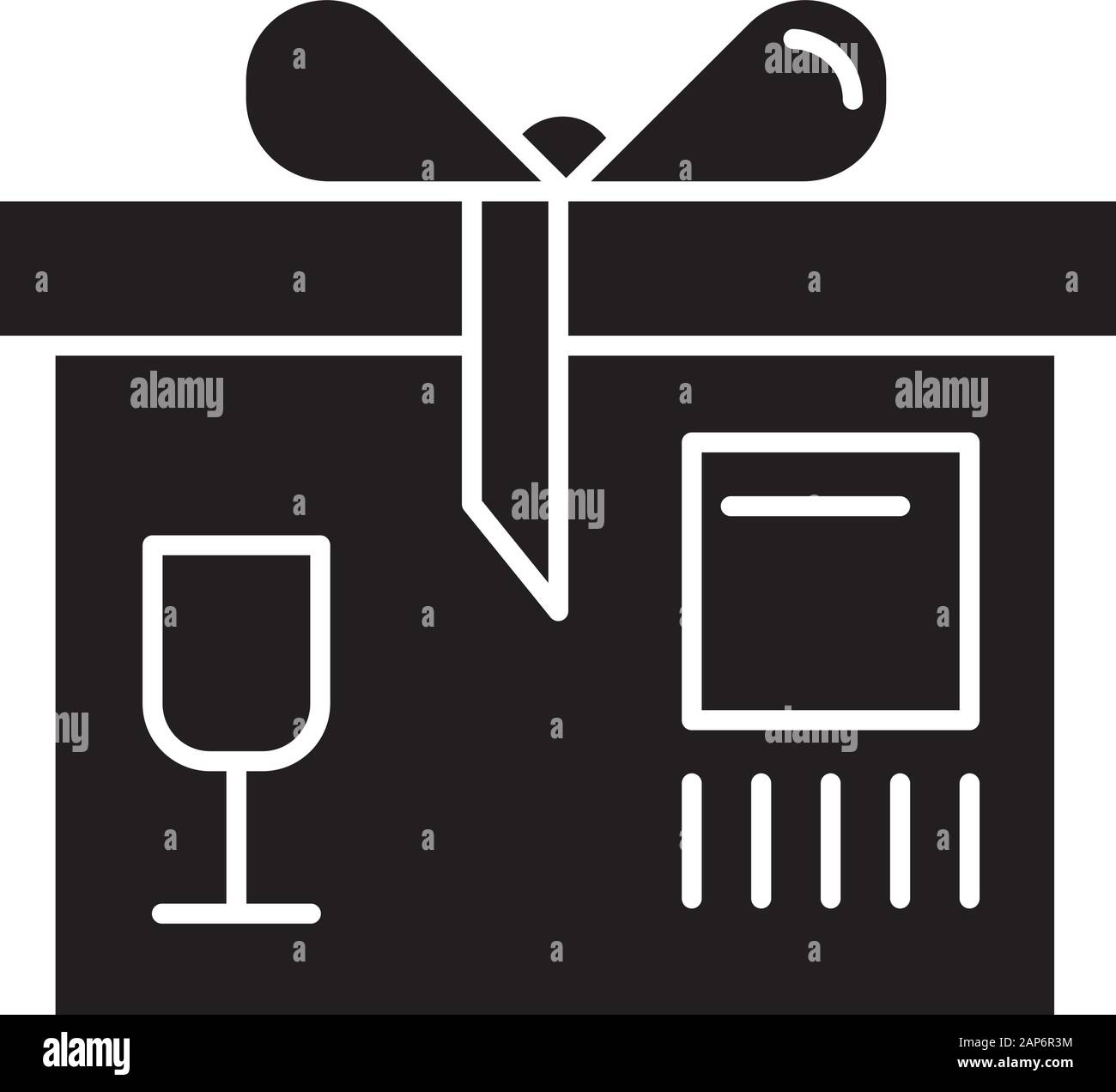 Package service glyph icon. Gift, present packing. Cardboard box with ...