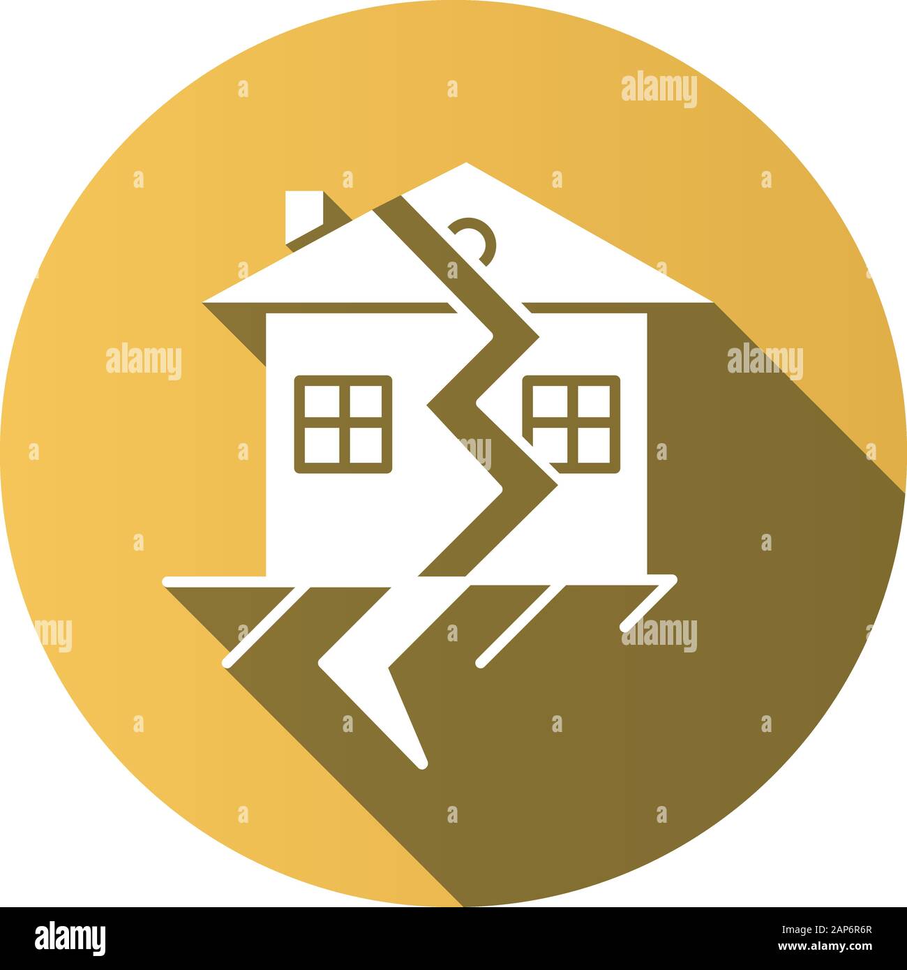 Earthquake yellow flat design long shadow glyph icon. Displacement of ...