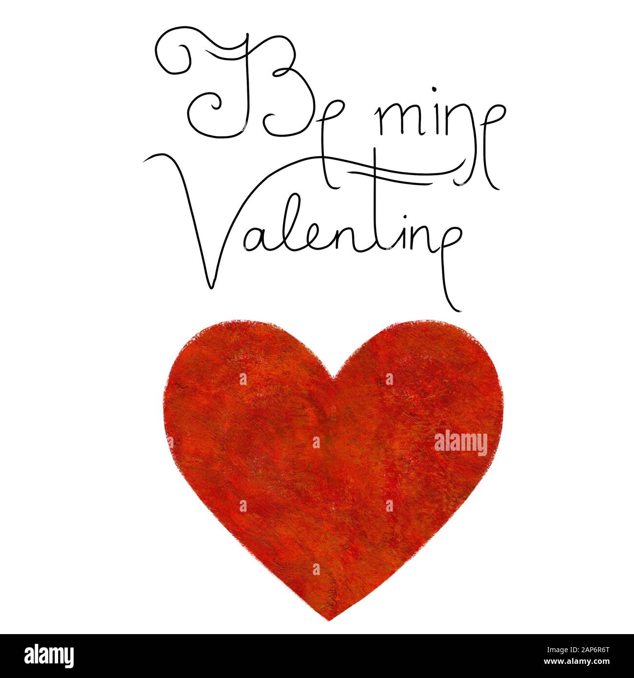 Valentine's Day template design with big red watercolor heart ...