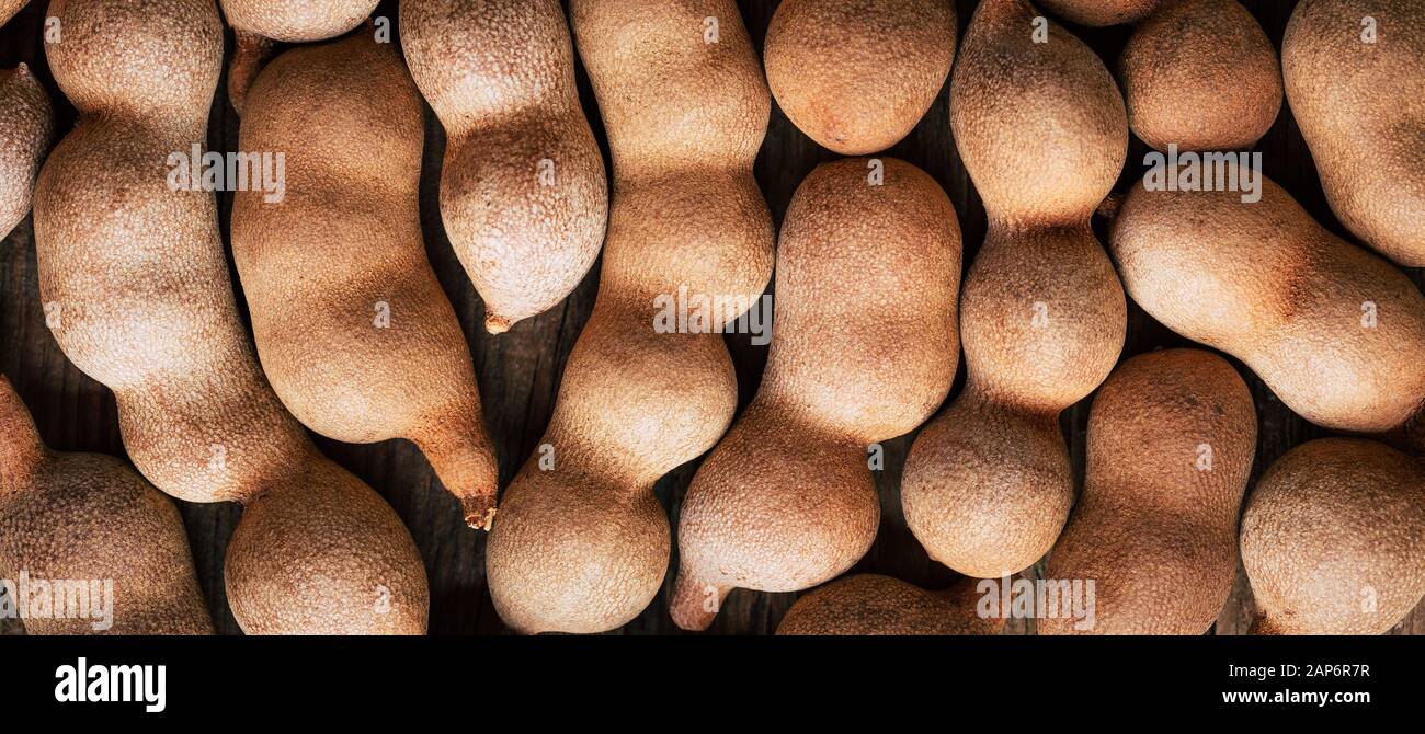 Sweet tamarind, fruits of a tropical tree, macro, close-up Stock Photo ...
