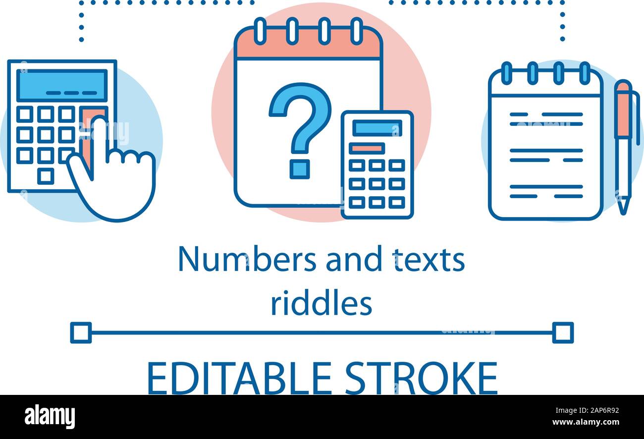 Numbers and texts riddles concept icon. Mind game idea thin line ...