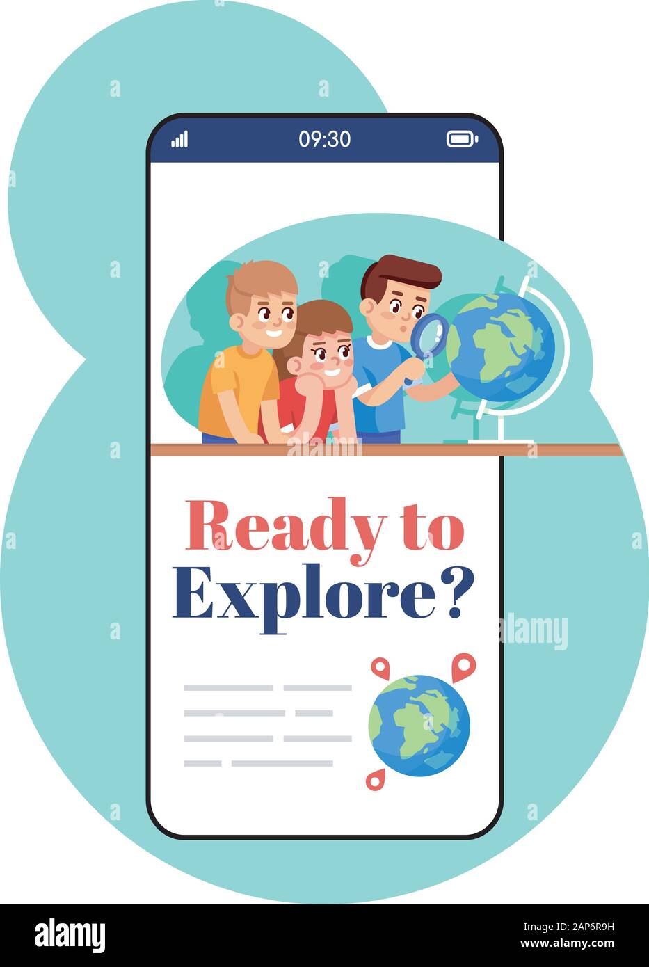 Ready to explore smartphone app screen. Mobile phone display with ...