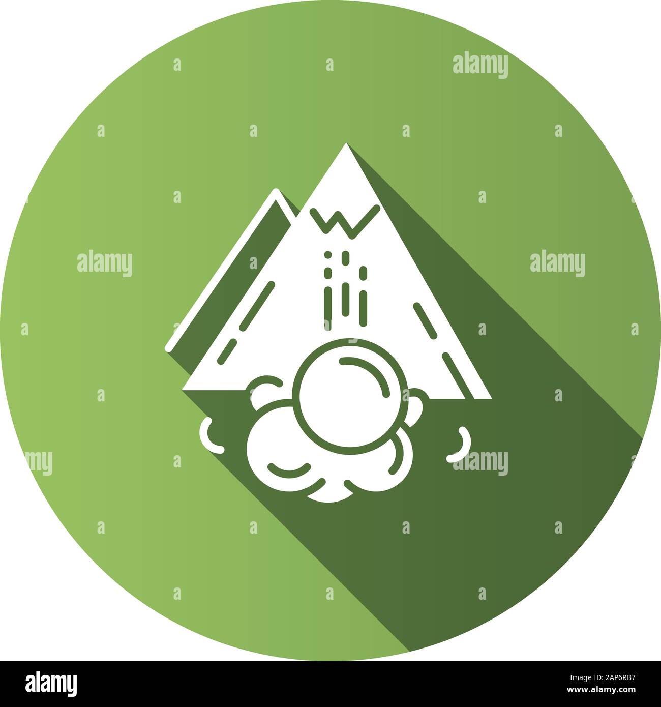 Avalanche green flat design long shadow glyph icon. Sudden snowslide ...
