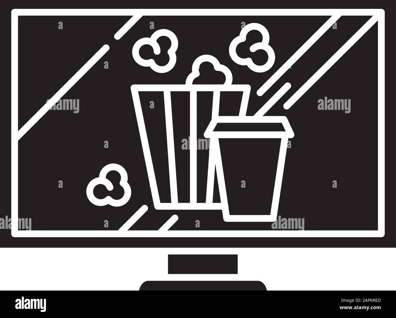 Movies and television glyph icon. Watching films, tv shows online ...