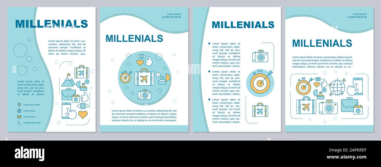Millennials brochure template. Age group. Core values. Flyer, booklet ...