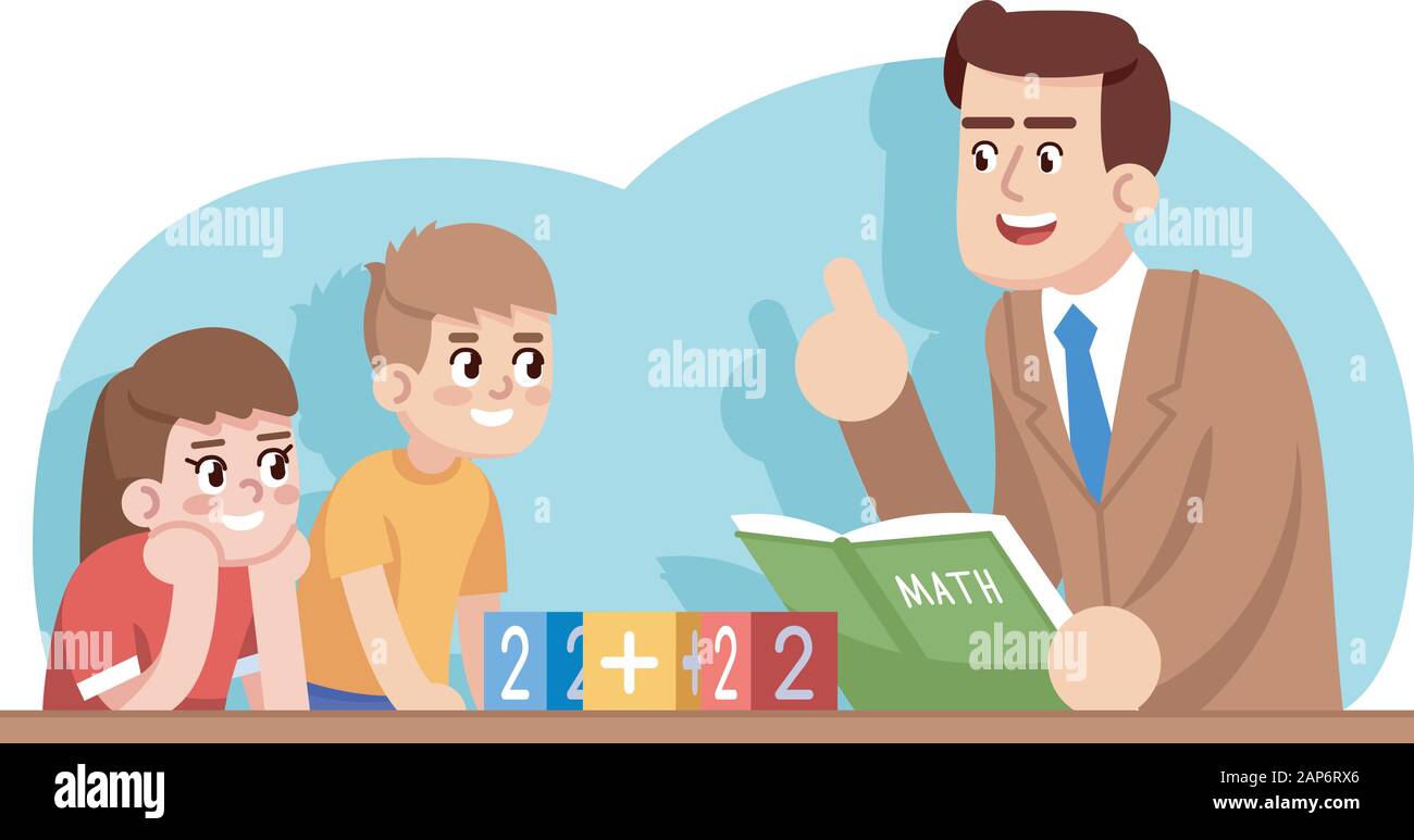 Math club for kids flat vector illustration. Preschool education ...