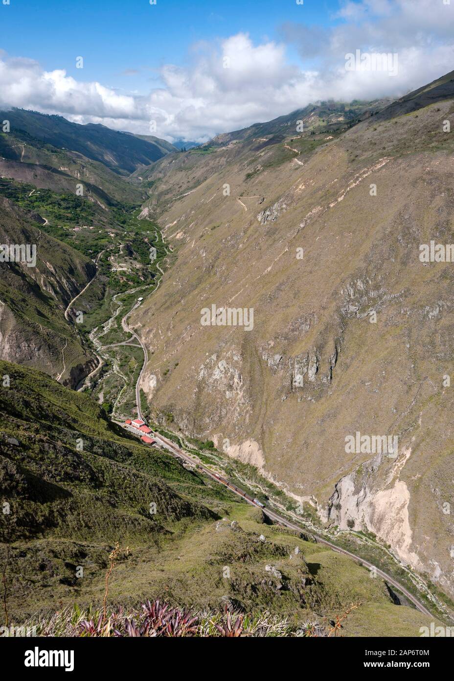 View from the summit of the Devil’s Nose mountain near Alausi, Ecuador ...