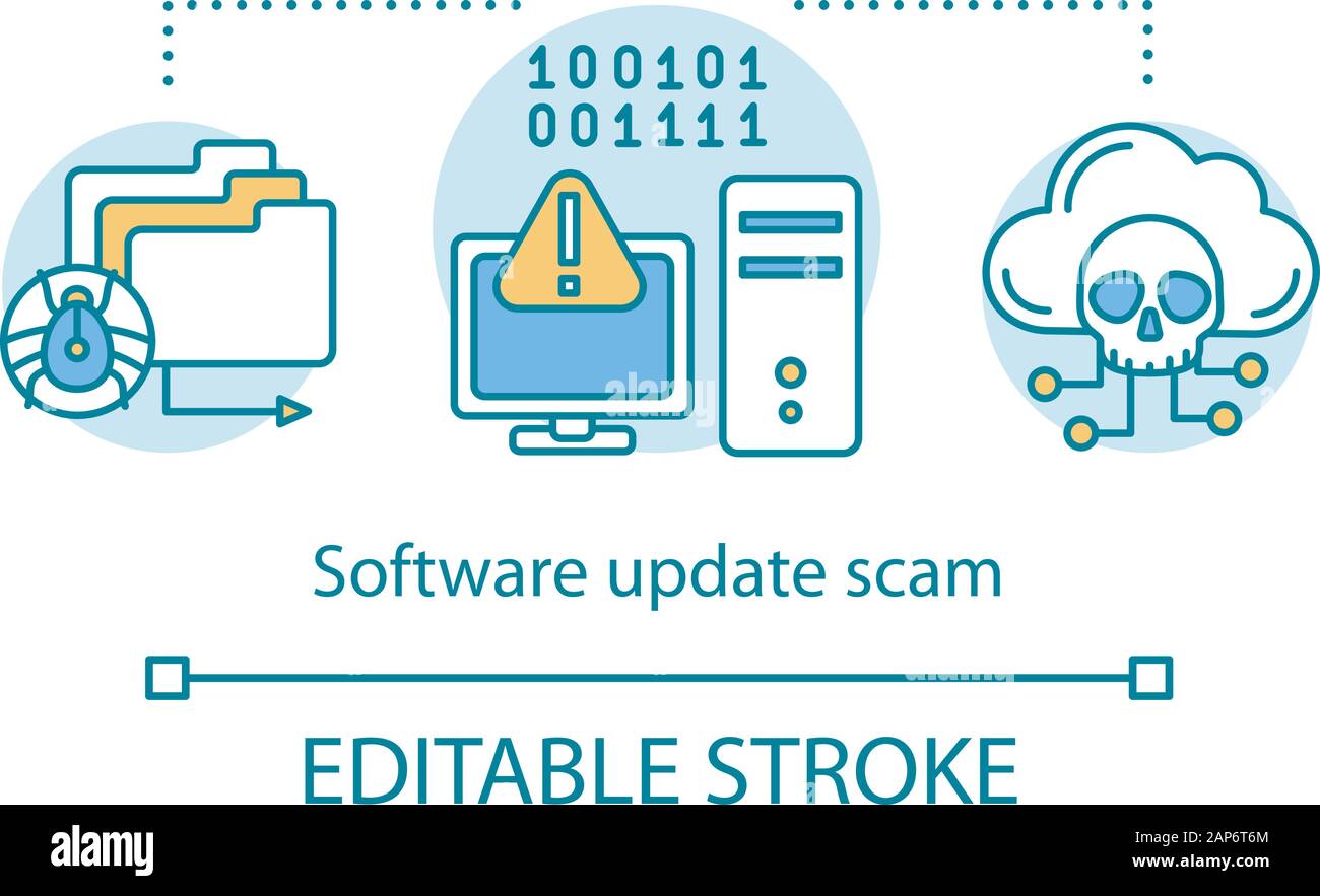Software update scam concept icon. Cyber attack idea thin line ...