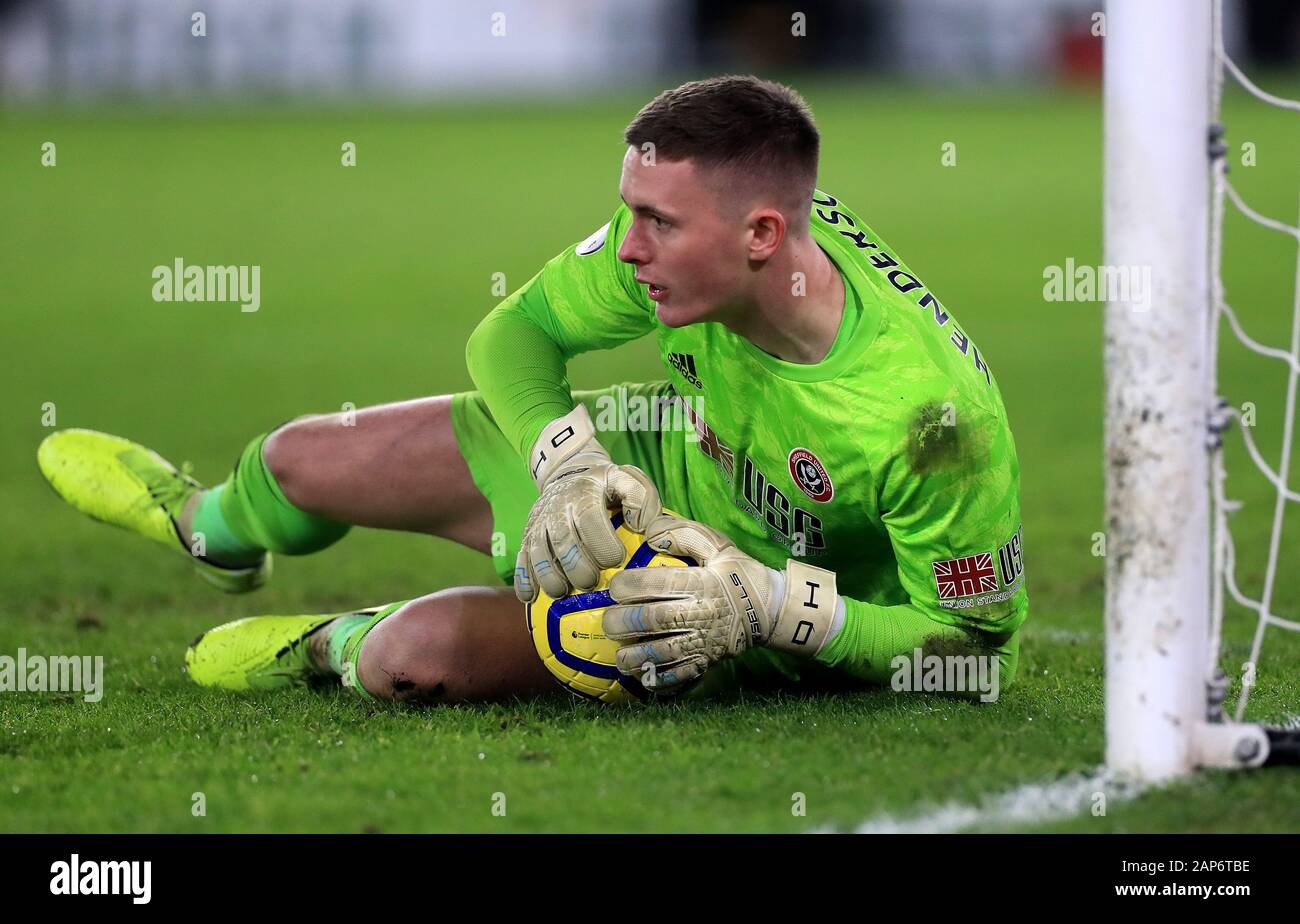 Sheffield United goalkeeper Dean Henderson makes a save during the ...