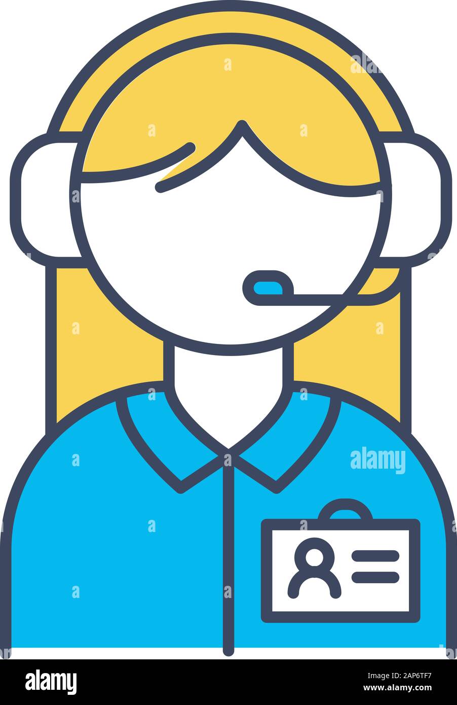 Consultant help color icon. Call center manager in headset. Phone ...