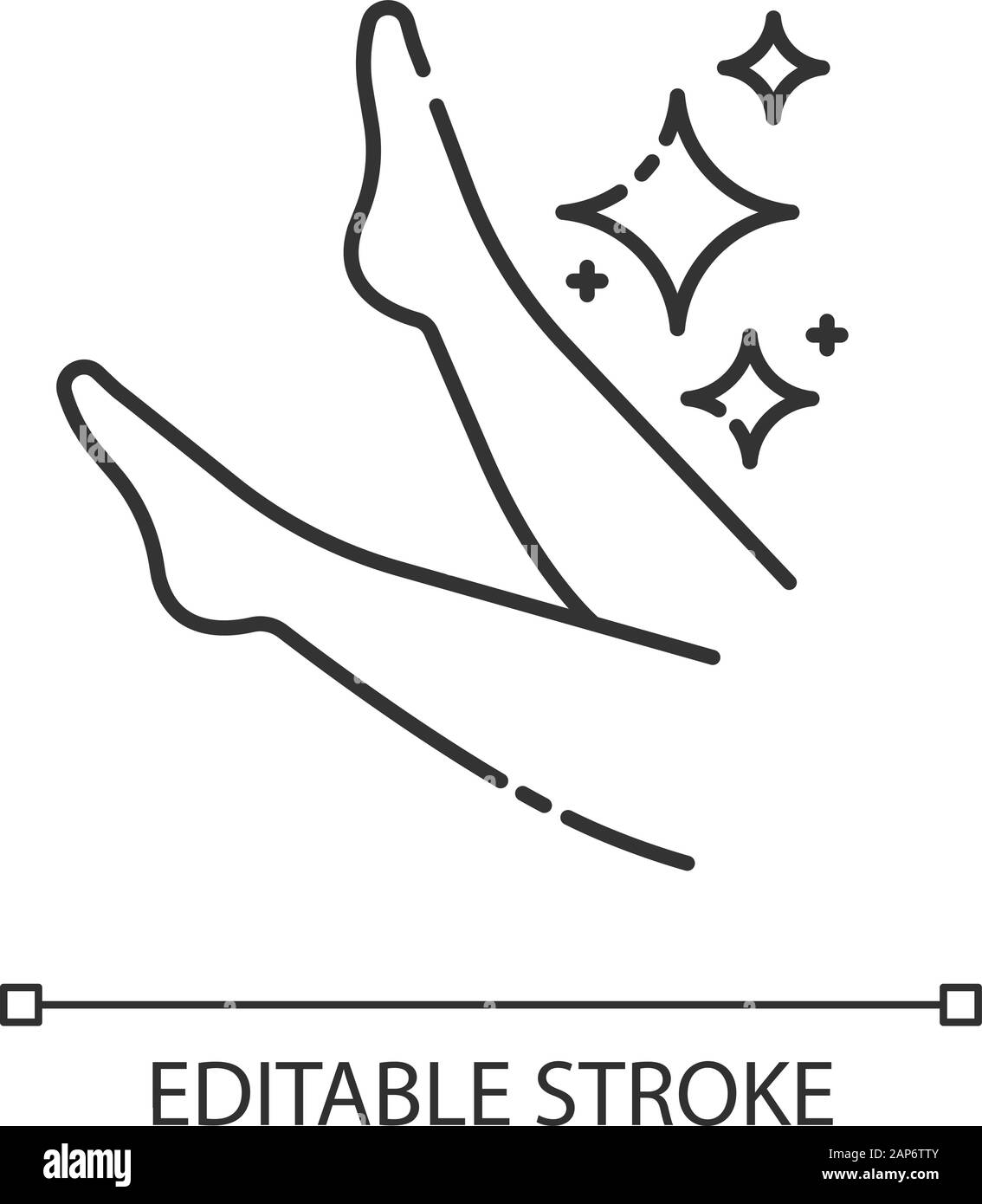 Leg waxing linear icon. Shin hair removal procedure final step. Depilation with natural soft wax ...