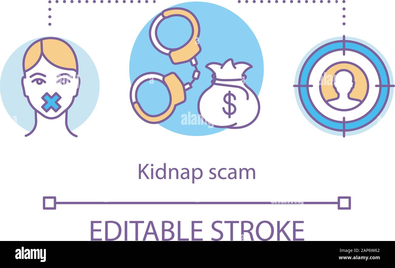 Kidnap scam icon. Stealing person idea thin line illustration ...