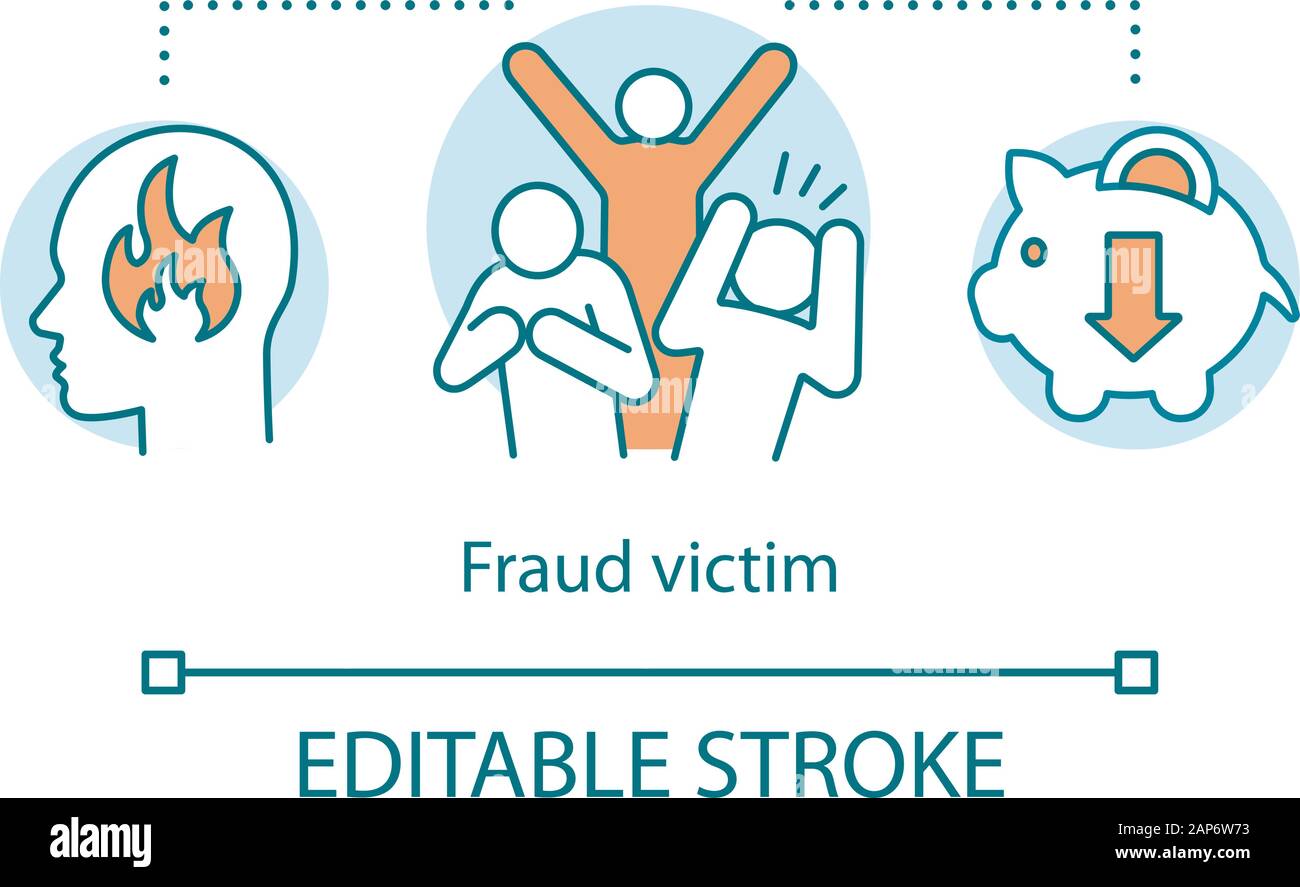 Fraud victim icon. Scam incident idea thin line illustration. Losing ...
