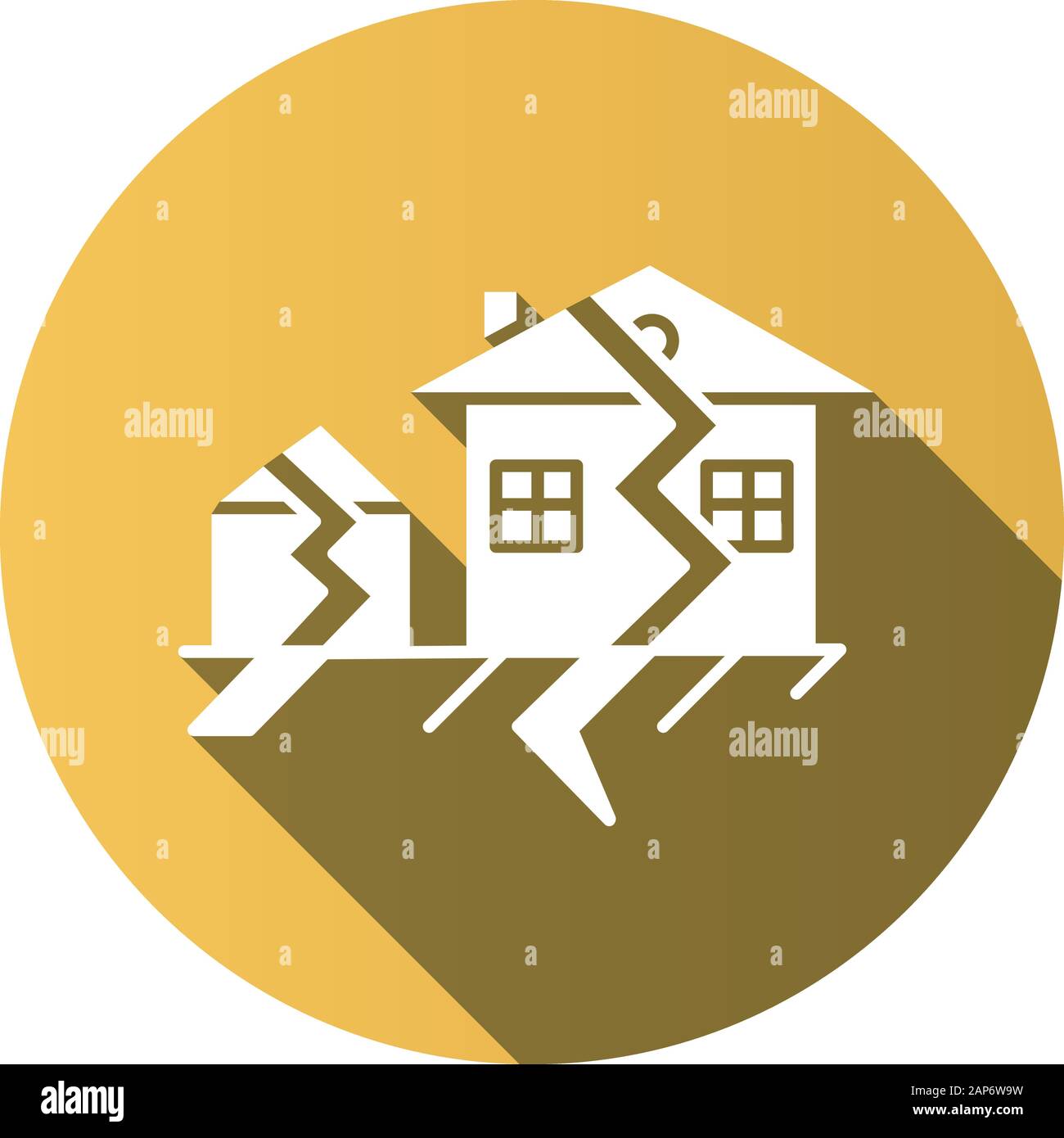 Earthquake yellow flat design long shadow glyph icon. Seismic activity ...