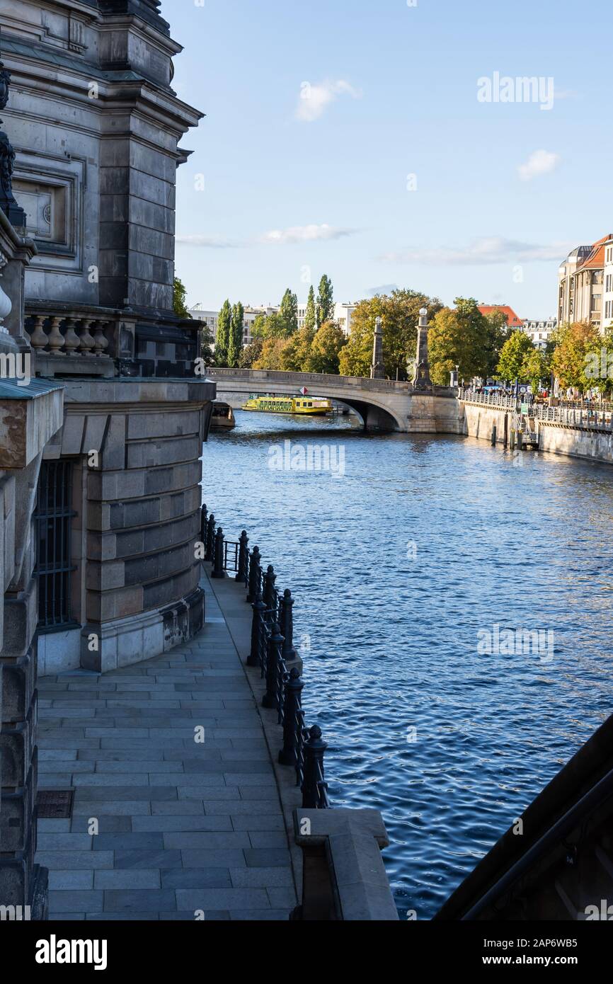 Berlin, Germany- October 2, 2019: view of the river Spree and ...