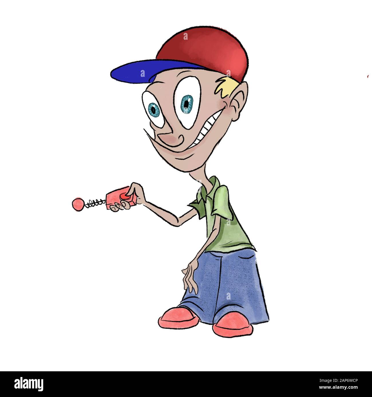 cartoon boy holding a radio control Stock Photo - Alamy