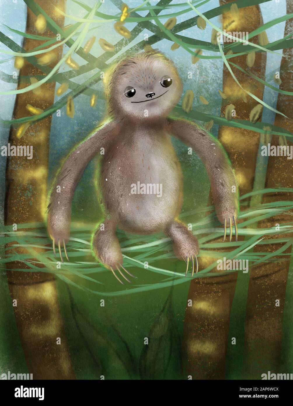 Cute sloth illustration art Stock Photo - Alamy