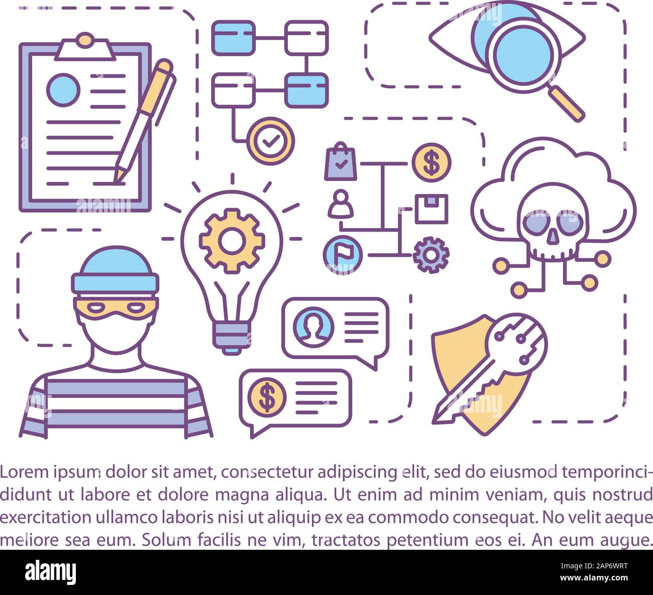 Scam schemes article page vector template. Fraud strategy brochure ...