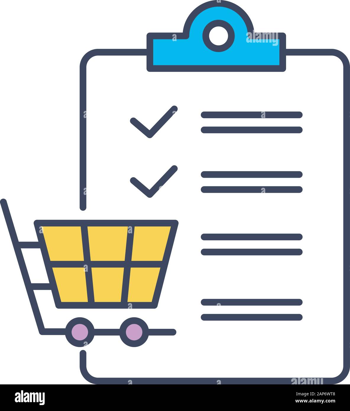 Shopping list color icon. Planning purchases in store. Adding products ...