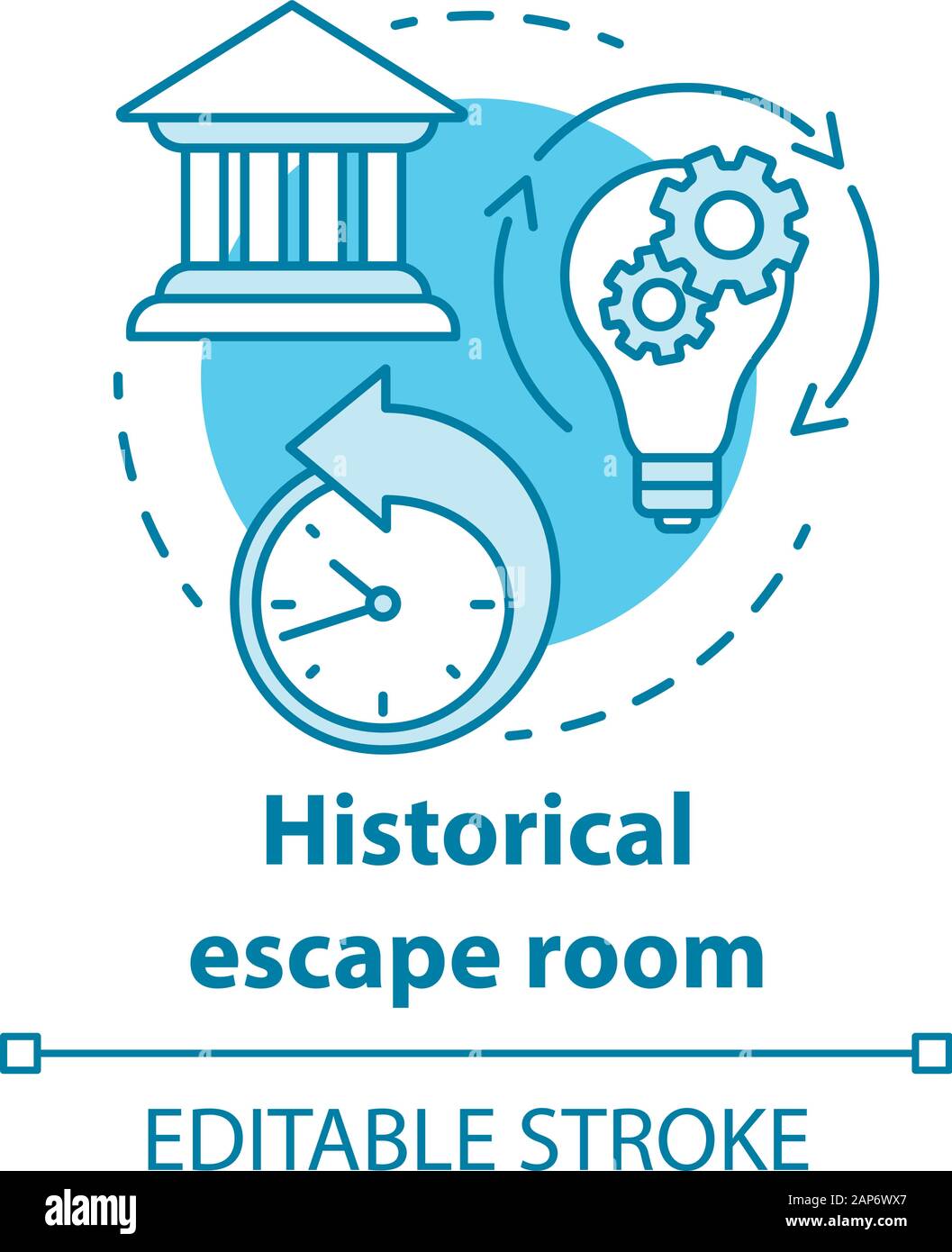 Historical escape room concept icon. Theme quest idea thin line ...