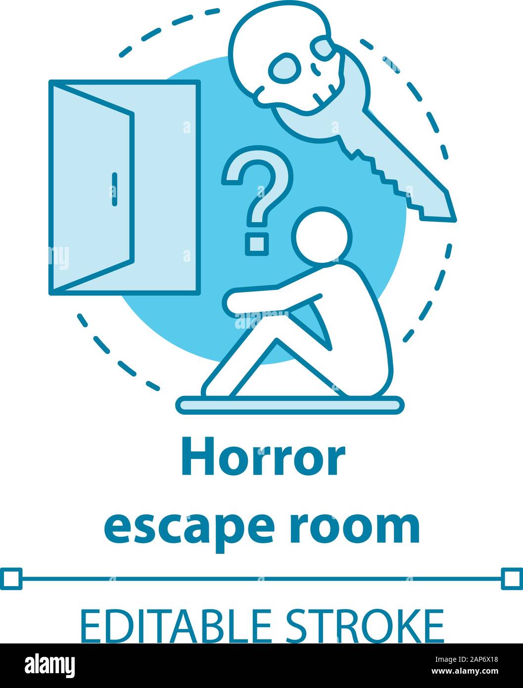 Horror escape room concept icon. Scary quest idea thin line ...
