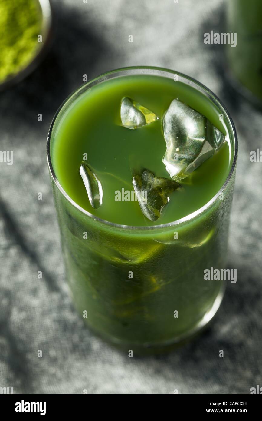 Homemade Iced Matcha Drink in a Glass Stock Photo - Alamy