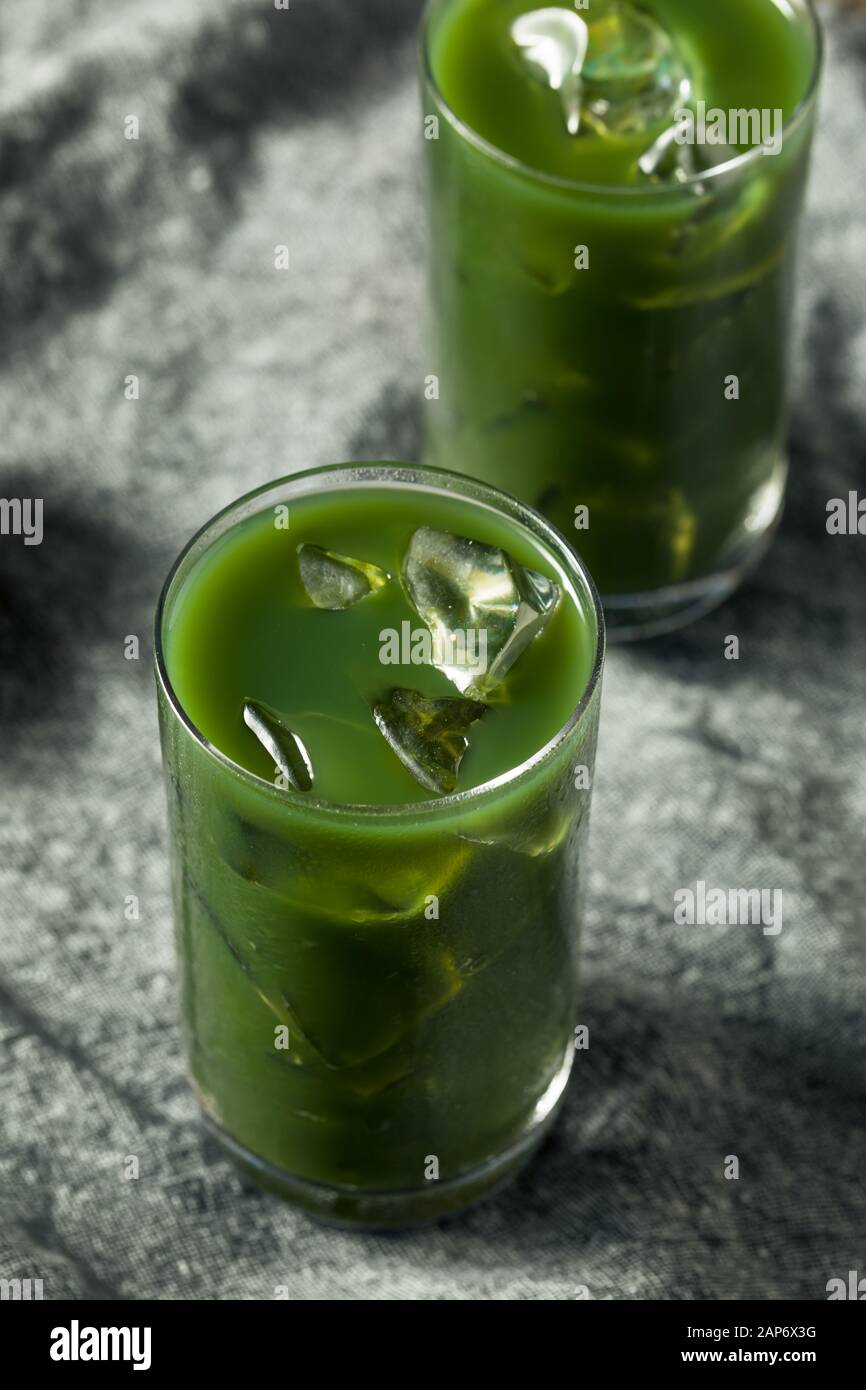 Homemade Iced Matcha Drink in a Glass Stock Photo - Alamy