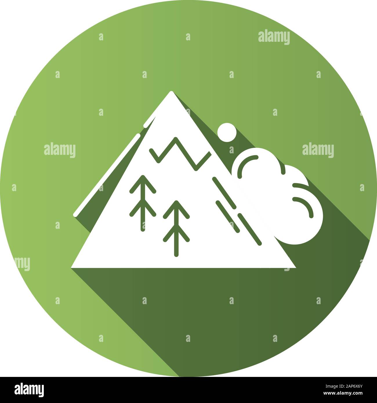 Avalanche green flat design long shadow glyph icon. Sudden landslip ...